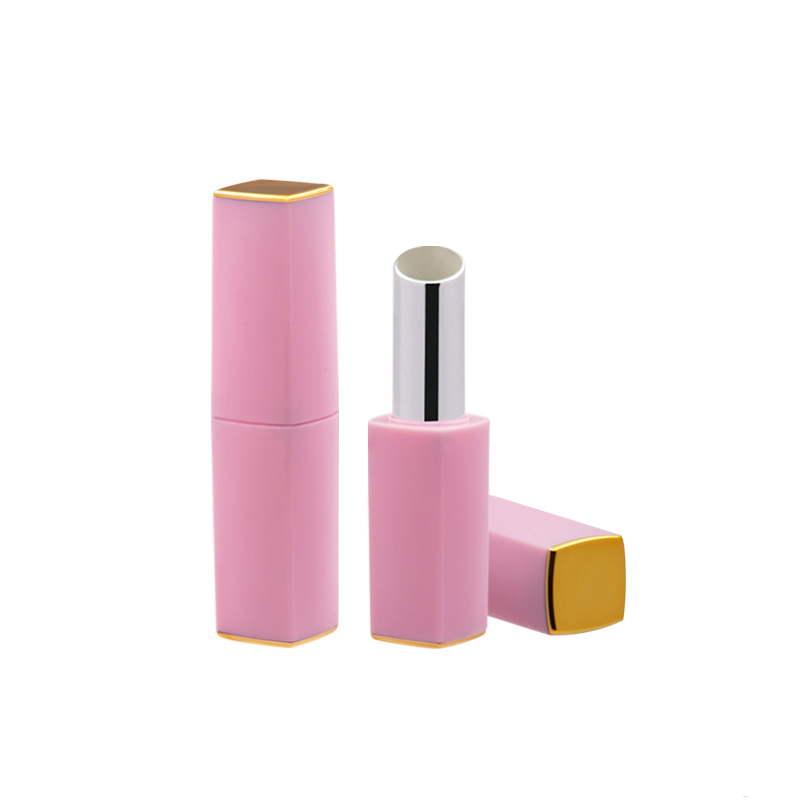 China Curved square solid pinl color lipstick tube with top plate ...